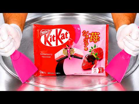 ASMR | Ice Cream Rolls - KitKat Strawberry Chocolate