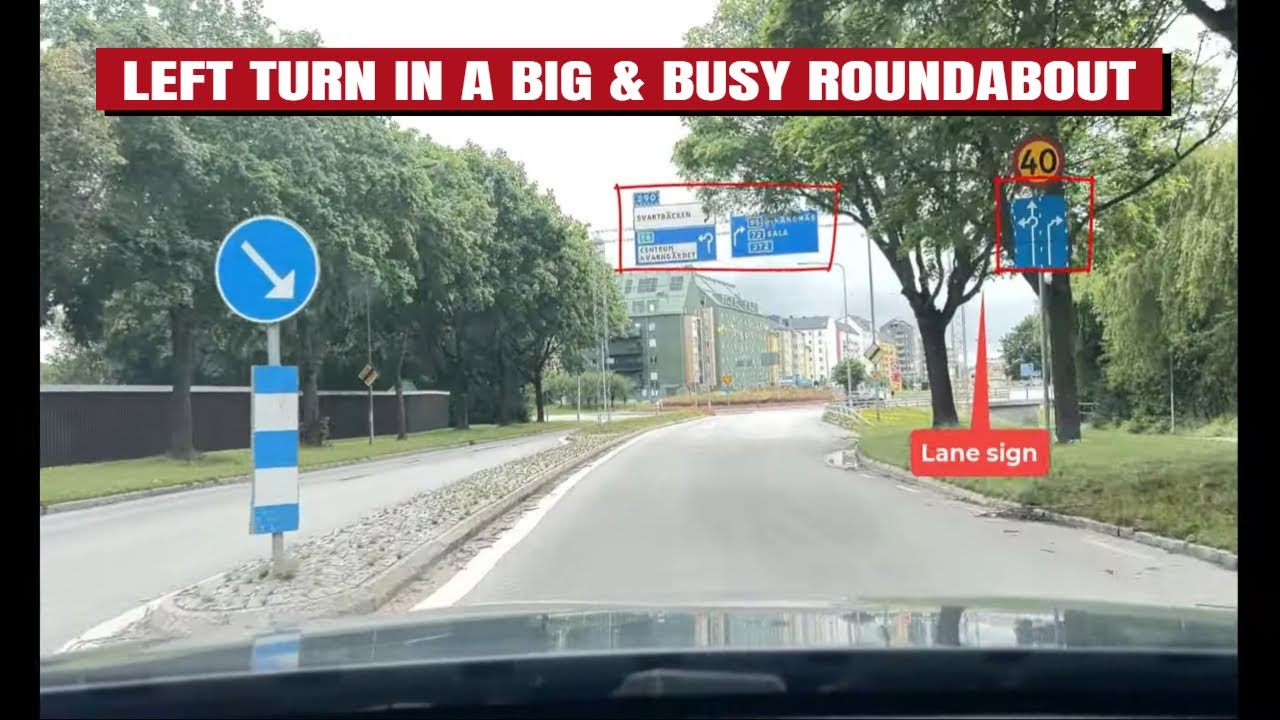 Left Turn in a big roundabout - YouTube