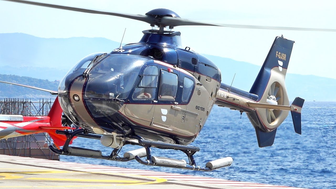 Airbus Helicopters VIP H135 (EC135) take off & landing at Monaco ...