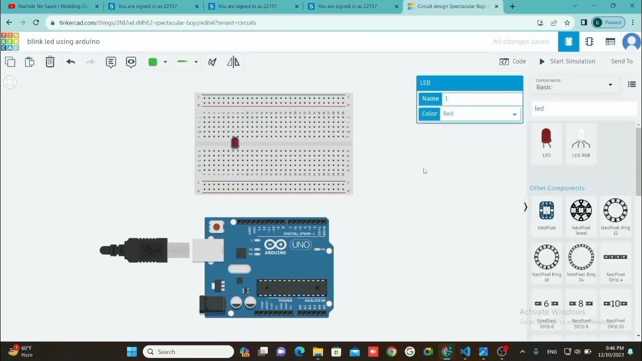Blink LED using Arduino on tinkercad: A basic project on tinkercad. - YouTube