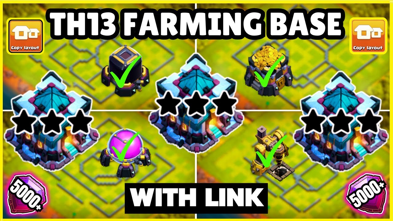 Th13 Top 20 Best Farming Bases With Links || Th13 Farming And Pushing ...