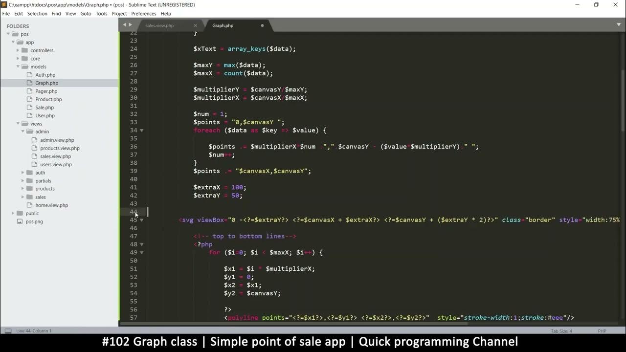 #102 Graph class | Simple point of sale app in php & javascript | Quick programming tutorial ...