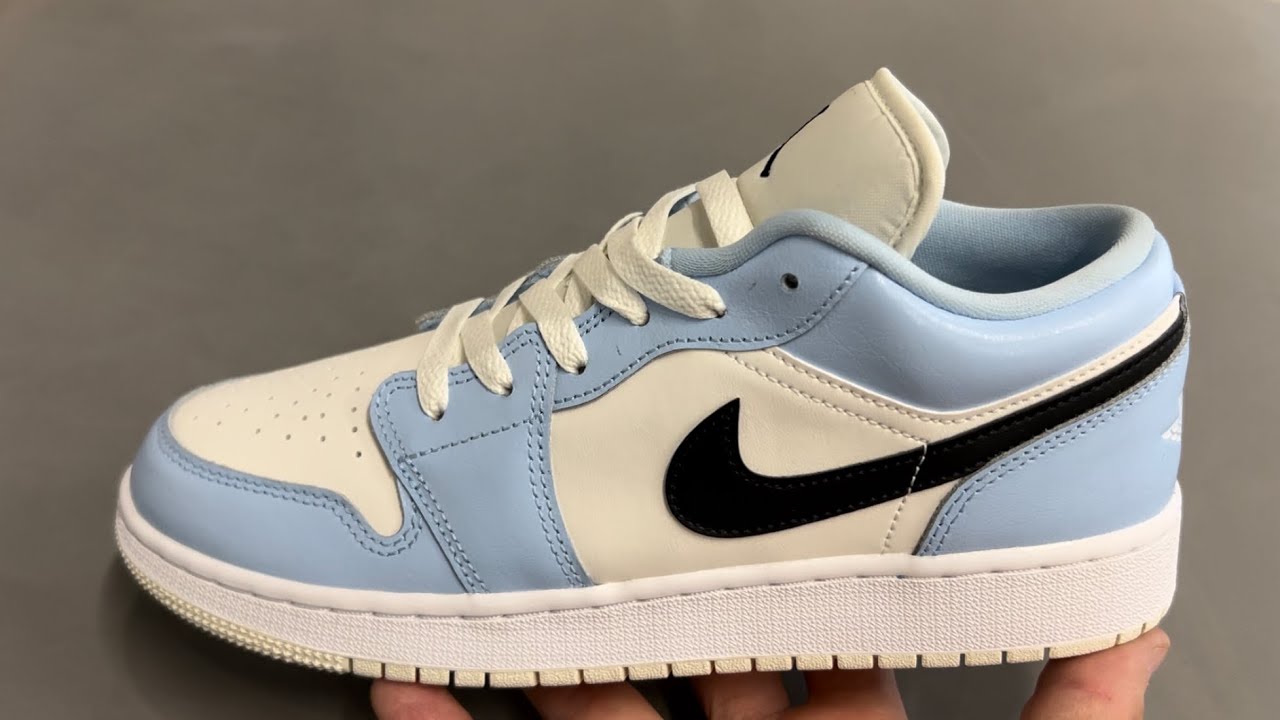 Jordan 1 Low Ice Blue Black Shoes - YouTube