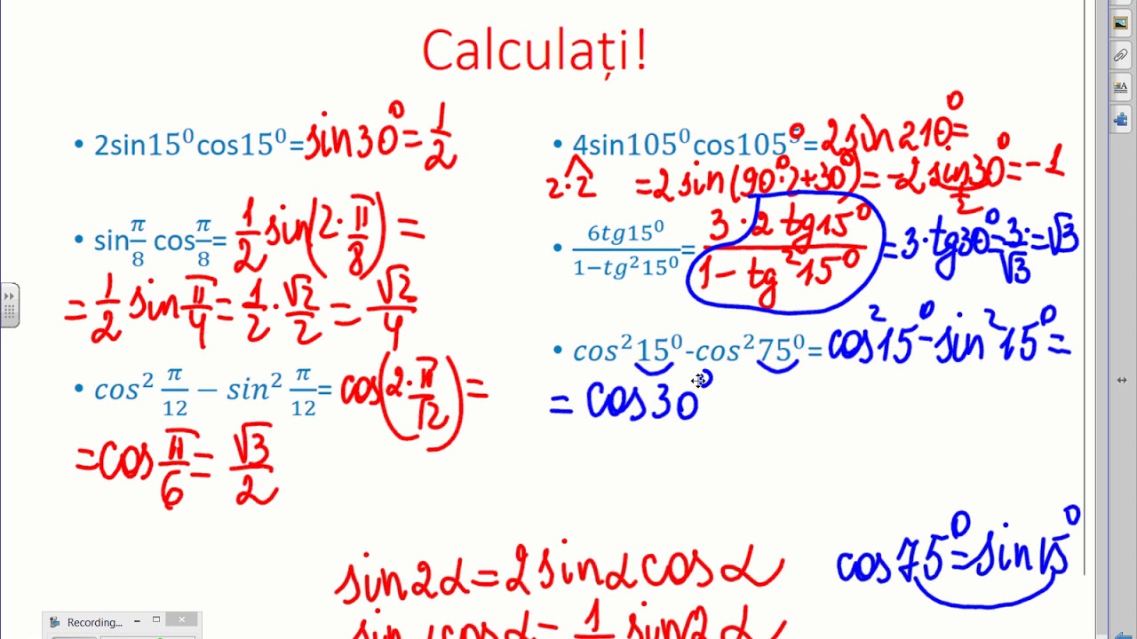 Matematica clasa X: Elemente de trigonometrie. Lectia 7: Formulele ...