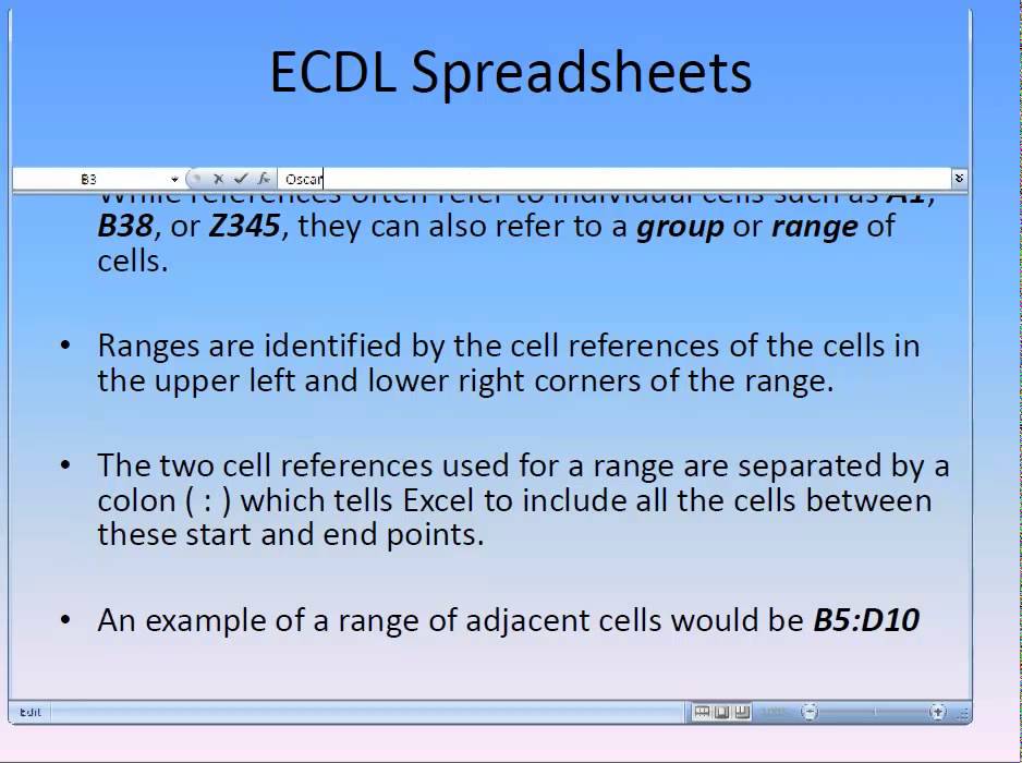 ECDL Spreadsheets - Introduction - YouTube