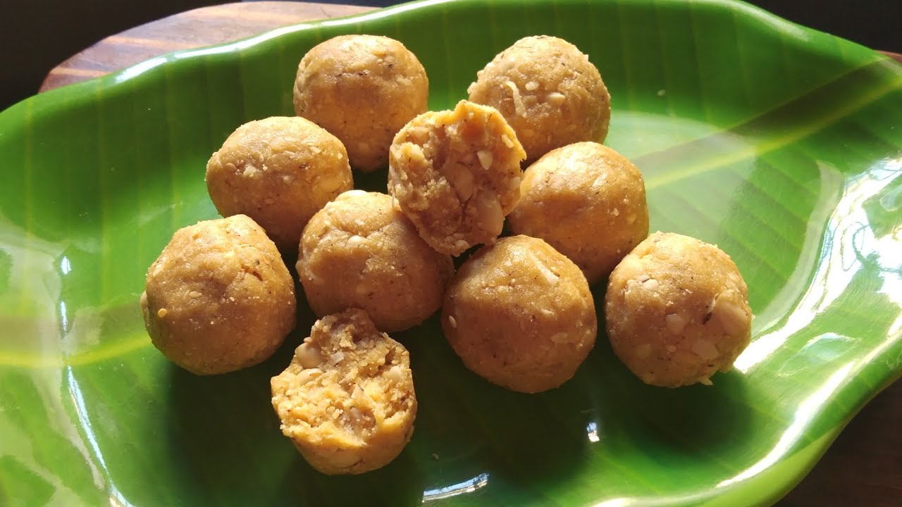 Thambittu Recipe | Sweet Roasted Rice flour Jaggery Balls with Peanuts ...