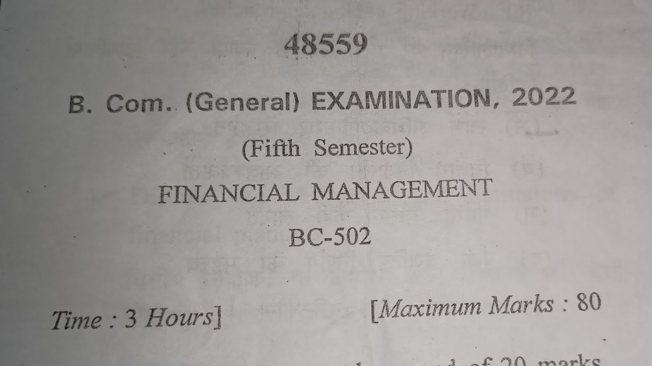 Financial Management Question Paper2022-23of B.com 5th semester.Financial Management question ...