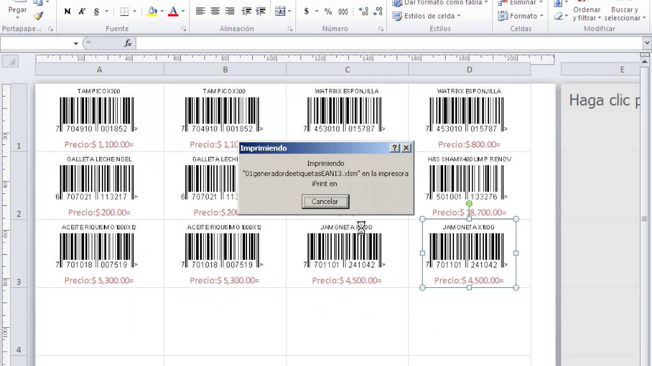 Plantilla: Generando e Imprimiendo Etiquetas con Codigo de Barras Tipo ...