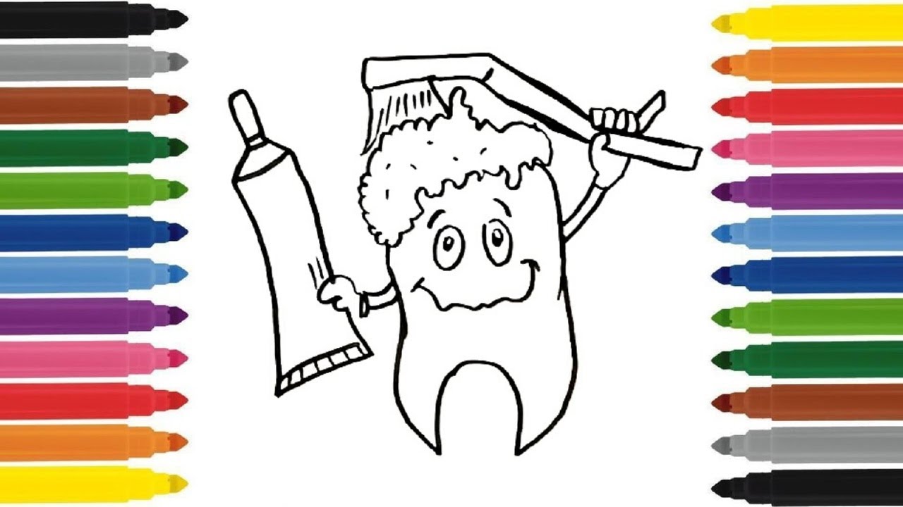 Как нарисовать ЗУБИК ПАСТУ И ЗУБНУЮ ЩЕТКУ How To Draw A Tooth And A