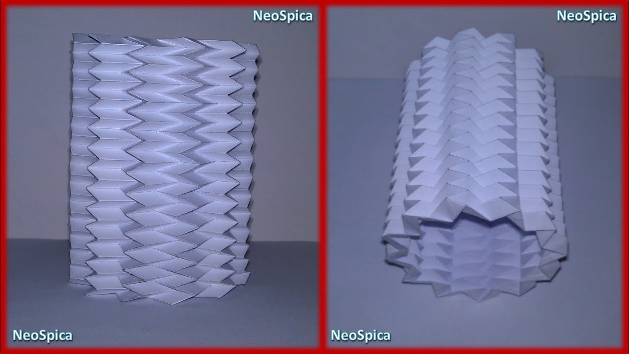 Miura Cylinder Based On Collapsible Tower Dodecagon V3 - YouTube