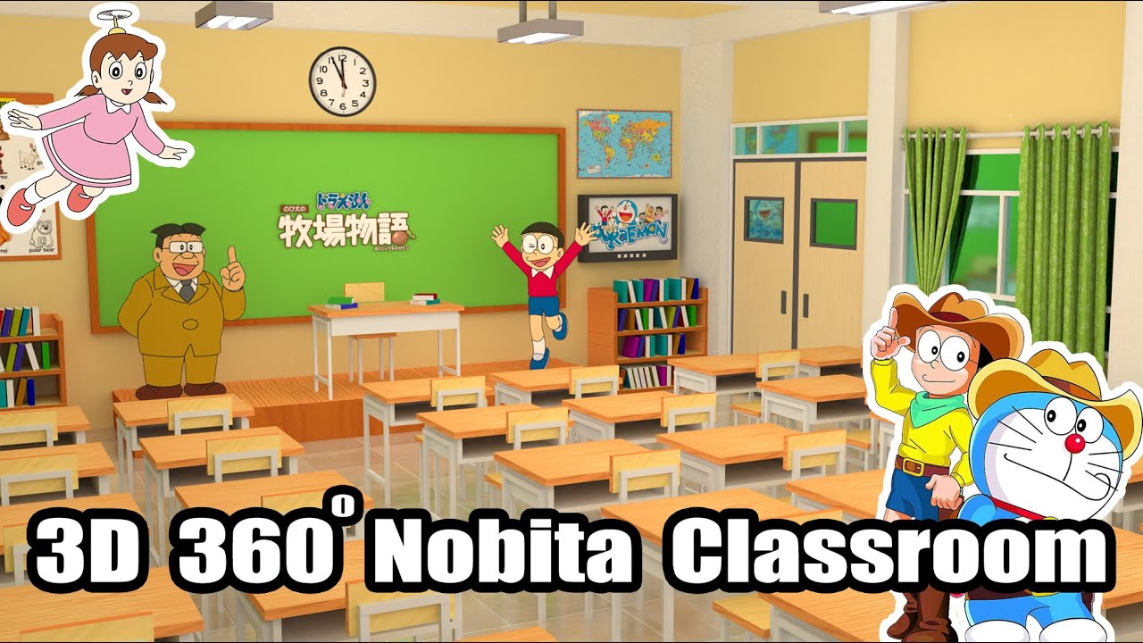 3D 360 Degree Nobita Classroom | Nobita School Classroom 360 Video | Nobita Doremon 360 Degree ...