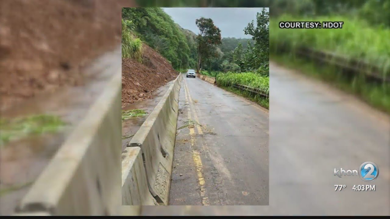 Emergency access lane opens on Kuhio Hwy. following landslide - YouTube