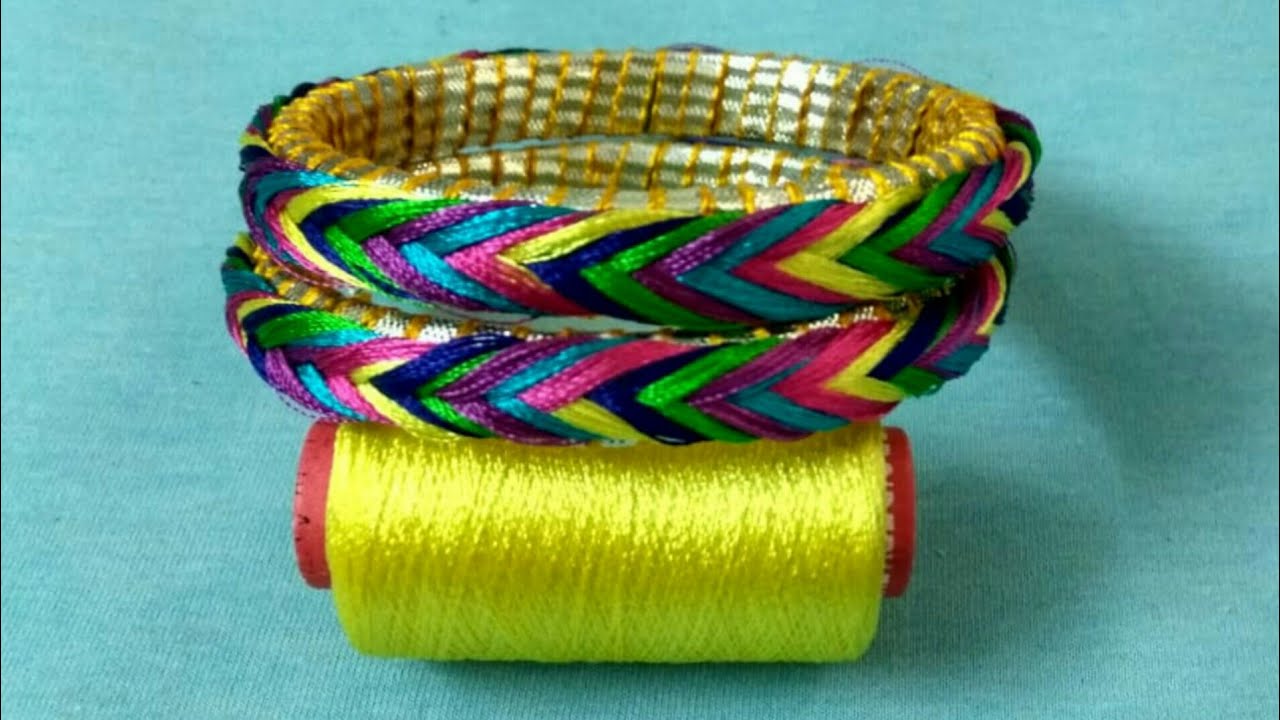Silk thread bangles with gota | silk thread gota bangles | multicolour silk thread bangle new ...