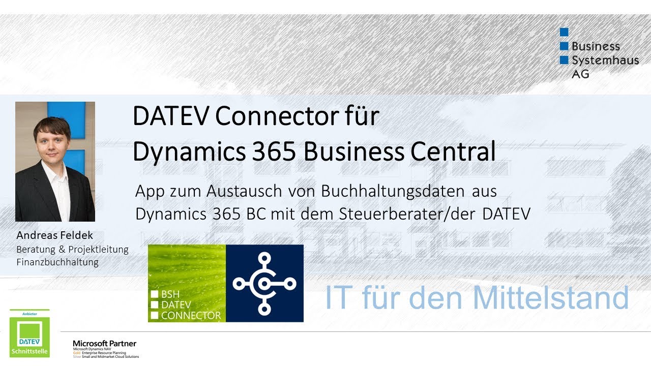 DATEV Connector für Dynamics 365 Business Central - BSH DATEV Extension - YouTube