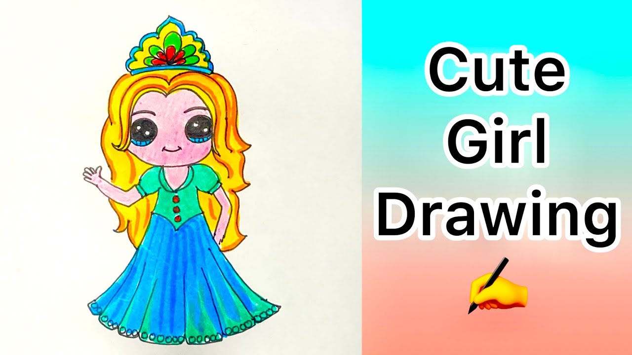 How to Draw Cute Girl - YouTube