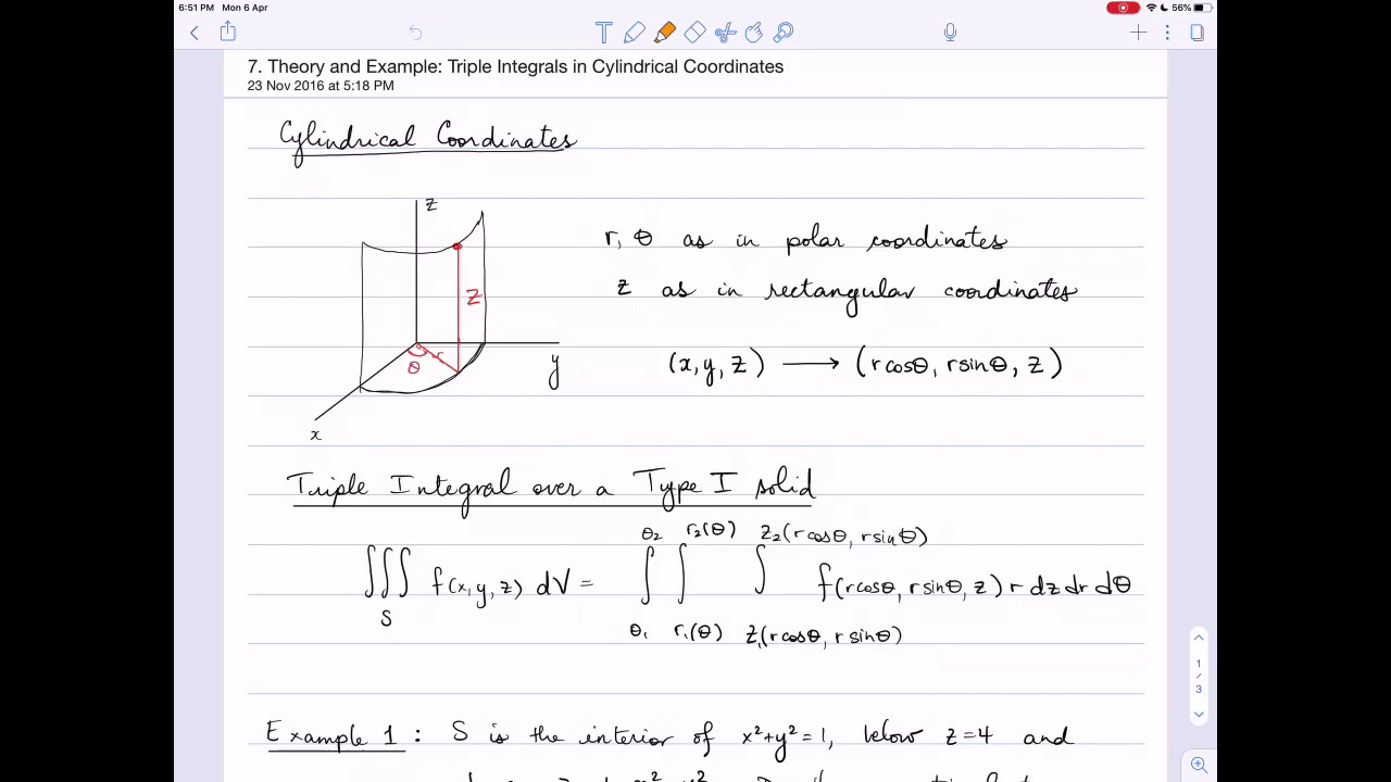 Video 12, Theory and Example, Triple Integrals in Cylindrical ...