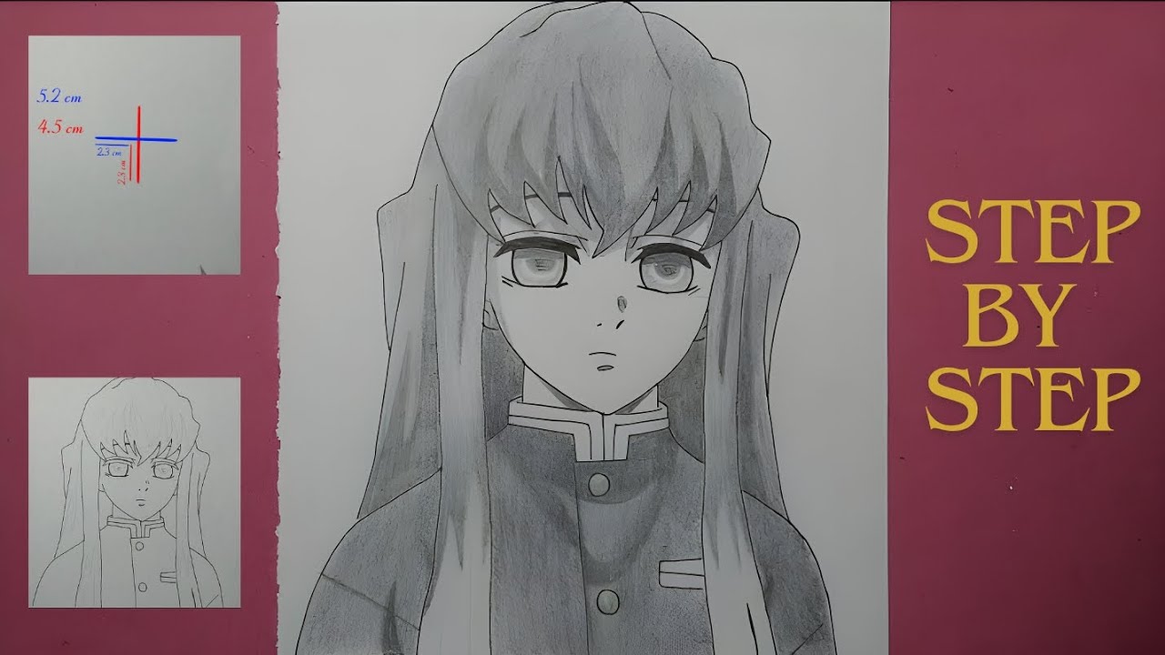 How to draw muichiro tokito step by step | demon slayer - YouTube