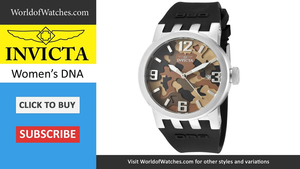 INVICTA DNA/Camouflage Brown Camouflage Black Silicone 10462 - YouTube