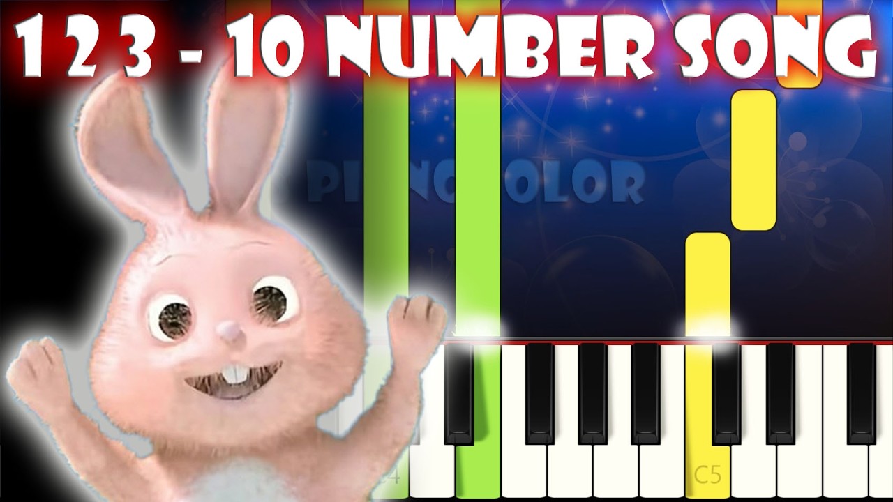 1 2 3 - 10 Number Song - Little Baby Bum | Piano Tutorial | Karaoke ...