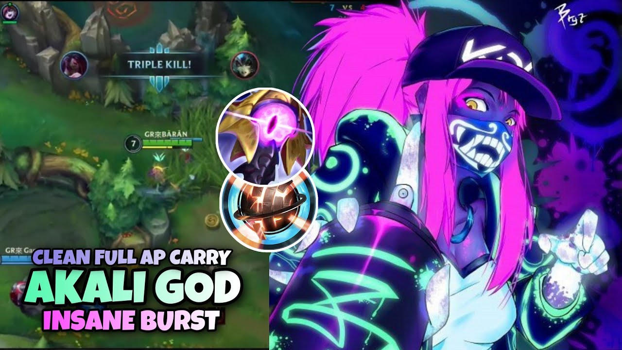 WILD RIFT : CLEAN FULL AP INSANE CARRY | WILD RIFT AKALI BUILD & RUNES ...