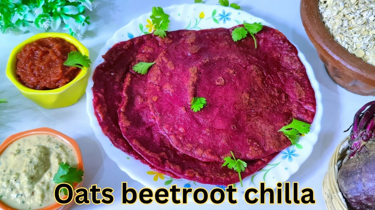 Oats Beetroot Chilla recipe || Oats Breakfast Recipe || Oats Chilla ...