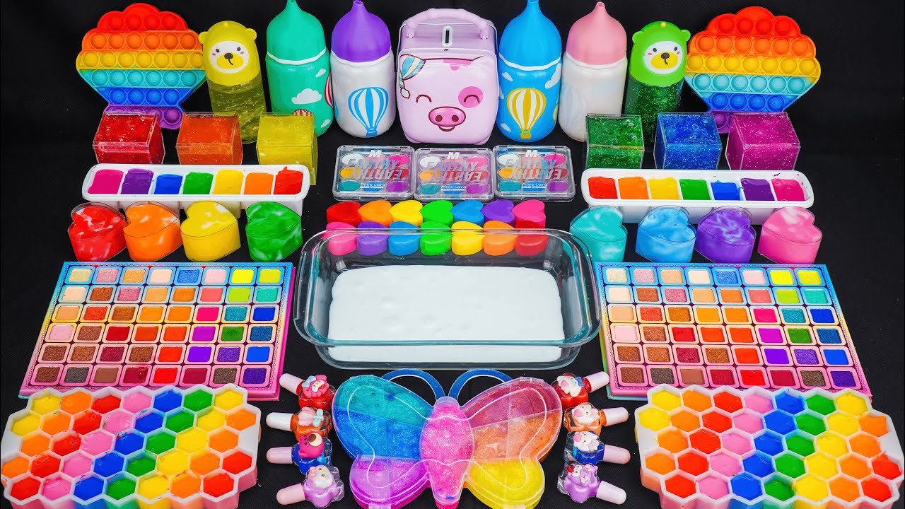 Rainbow PEPPA Pig Slime🌈 Mixing random into Glossy Slime I Satisfying ...