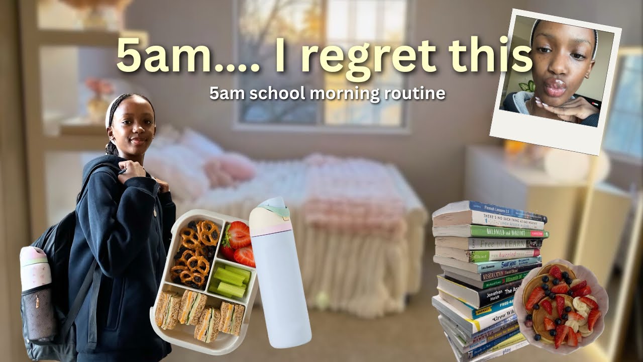 Realistic, 5am school morning routine | becoming that girl 🌷☀️ - YouTube