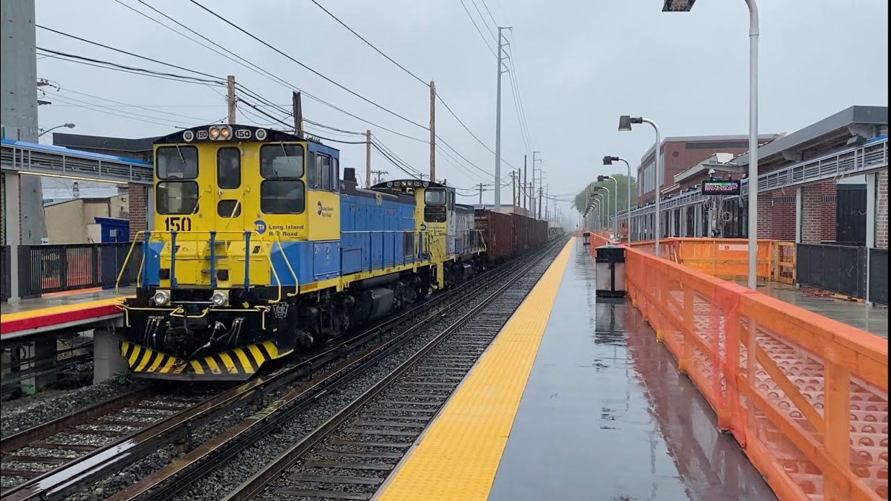 LIRR Work Train at New Hyde Park with MP15AC’s 150 & 158 - YouTube
