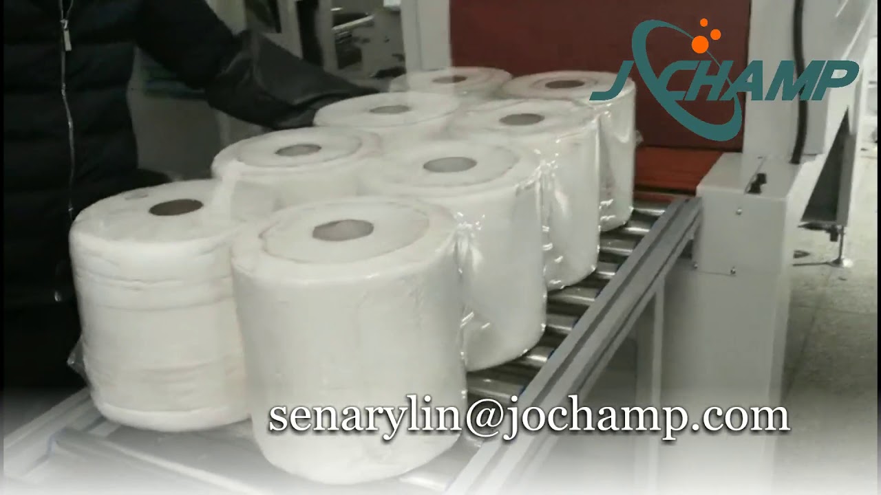Automatic Jumbo tissue rolls shrink packaging machine maxi roll shrink ...