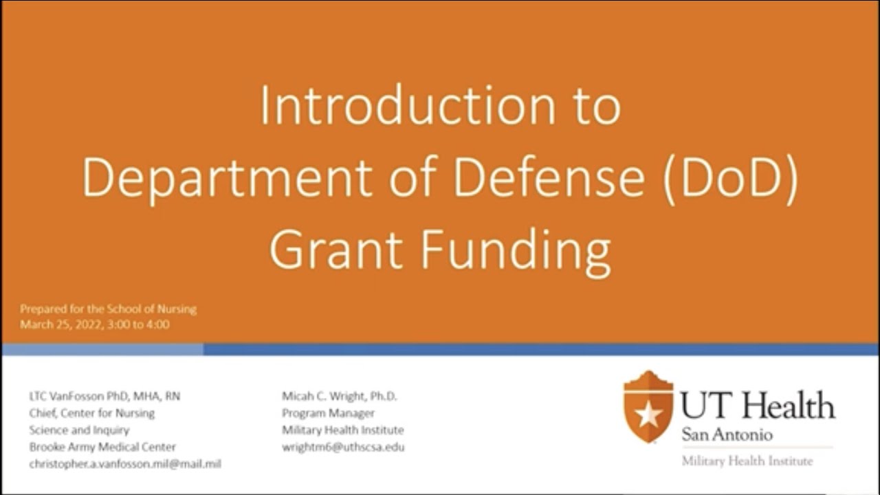 Department of Defense Grant Funding Workshop for School of Nursing ...