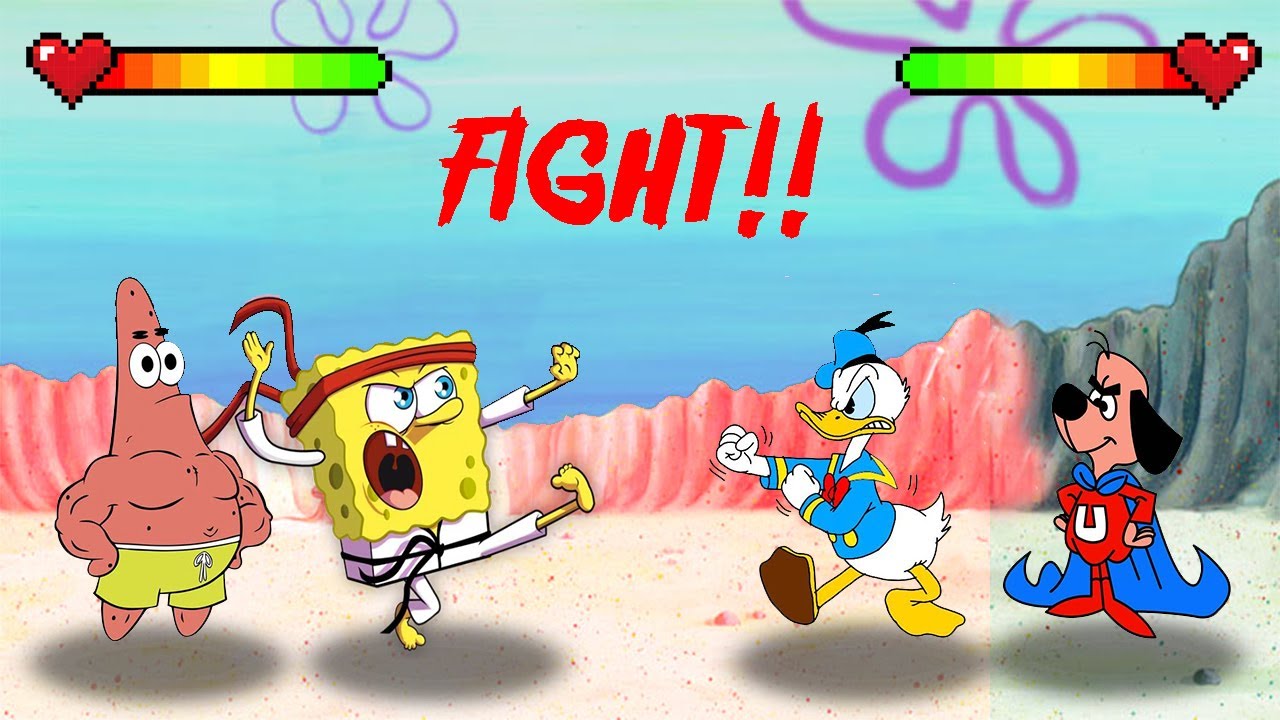 2 vs 2 Hard Fight: Spongebob Squarepants and Patrick Star vs Donald ...