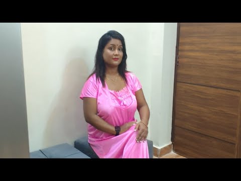 Pink 🩷 sat*in nighty wearing | dress wearing 
