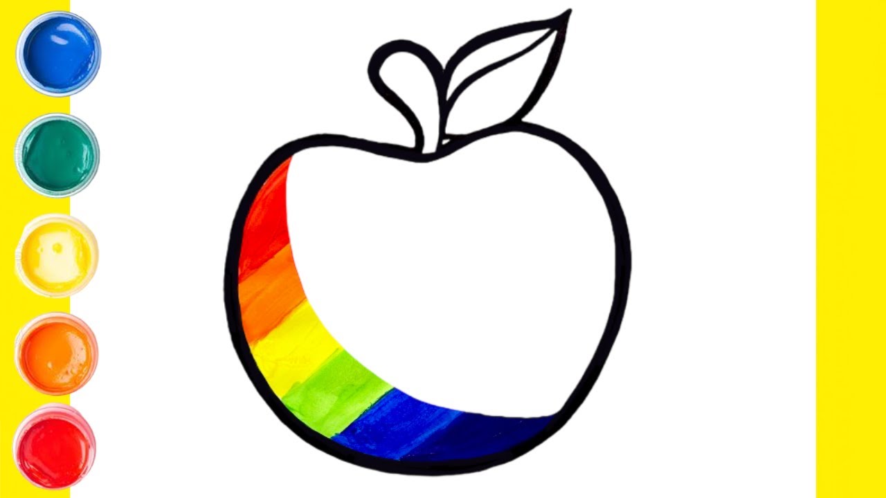 How to draw an Apple, Learn Colors, Painting for toddlers, Art and ...