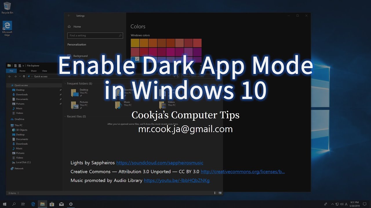 Enable Dark App Mode in Windows 10 - YouTube