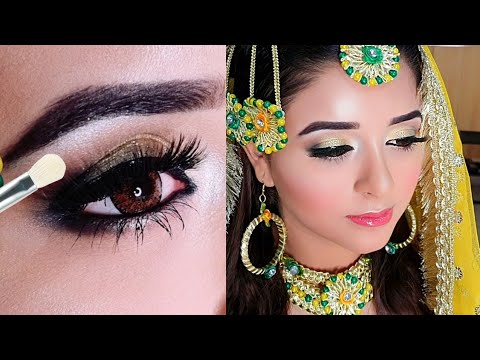 Step by Step Mehndi Makeup for Beginners, Full Make up look With Outfit ...