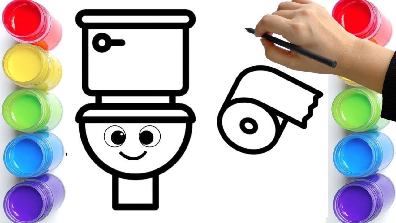 How to draw toilet drawing painting and colouring for kids and toldders ...