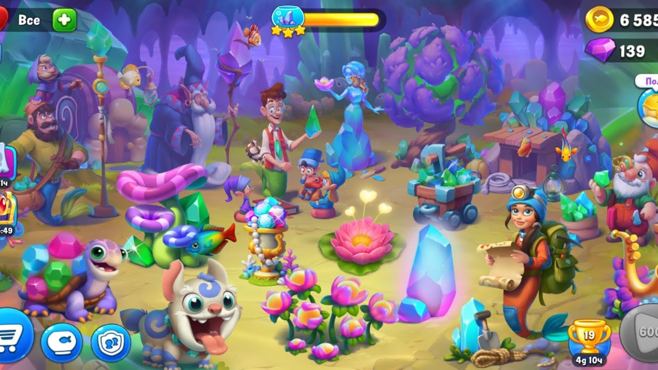 Fishdom : Crystal Cave Aquarium - Full Decoration - YouTube