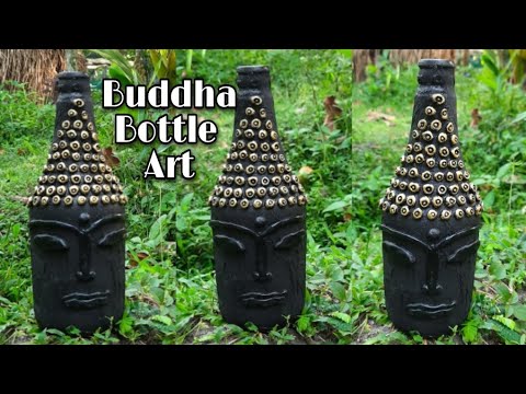 Buddha Bottle Art Using Clay/ Easy Buddha Bottle Art using clay mouldit ...