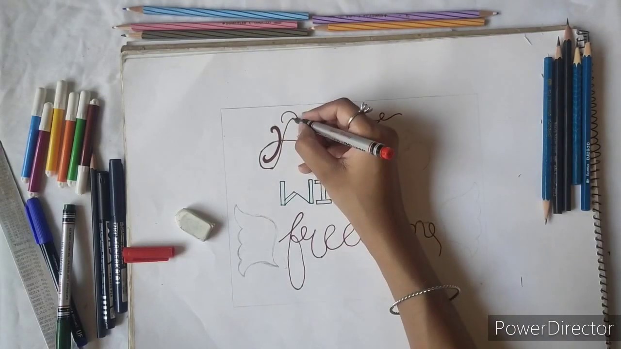 Theme/Logo drawing | Art with Freedom | Simple Calligraphy - YouTube