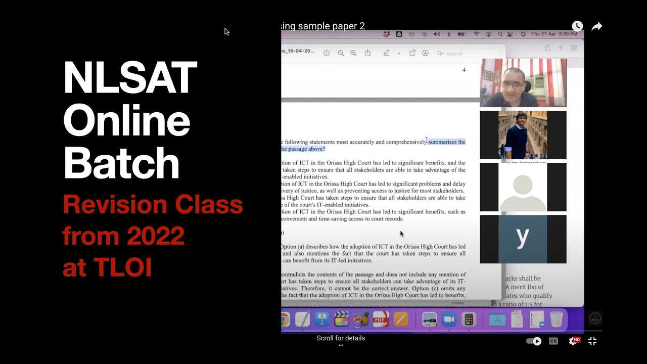 NLSAT 2023 Live class for online batch discussing sample paper 2 - YouTube