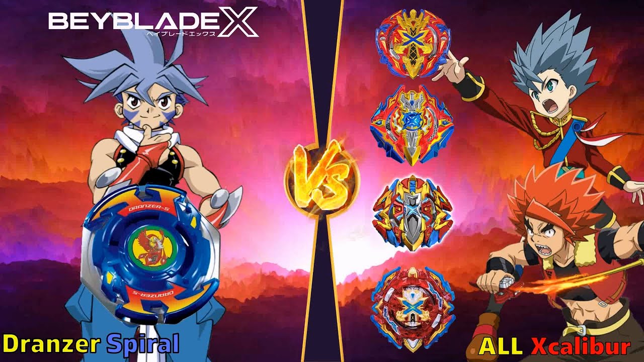 Beyblade X Battle 【Dranzer Spiral VS ALL Xcalibur】 ベイブレードX ドランザースパイラル ...