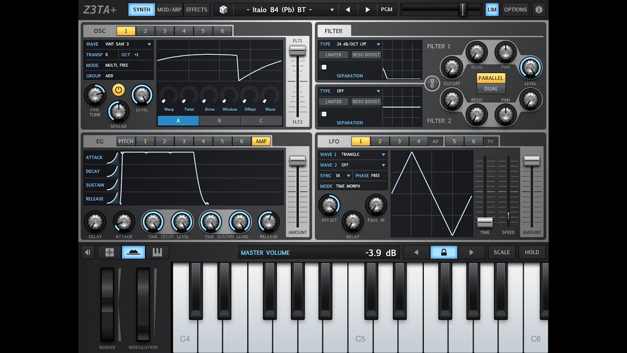 Z3TA+from Cakewalk, Demo and Tour for iPad - YouTube