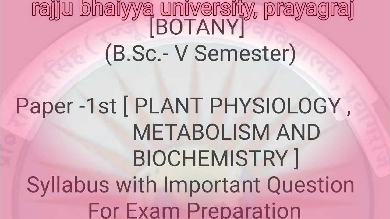 [BOTANY] || B.Sc.V Semester Syllabus with Important Questions || (rajju ...