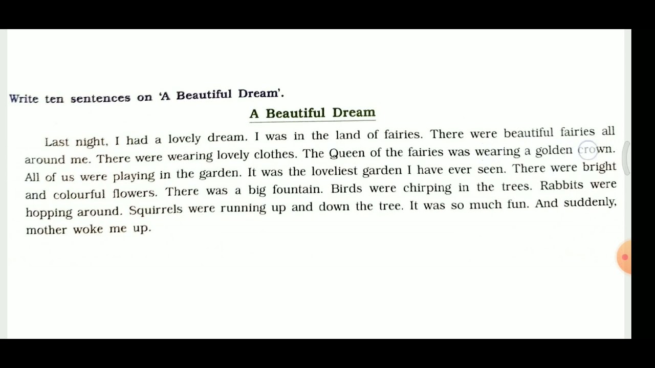 (29) PARAGRAPH WRITING SAMPLE: A BEAUTIFUL DREAM - YouTube