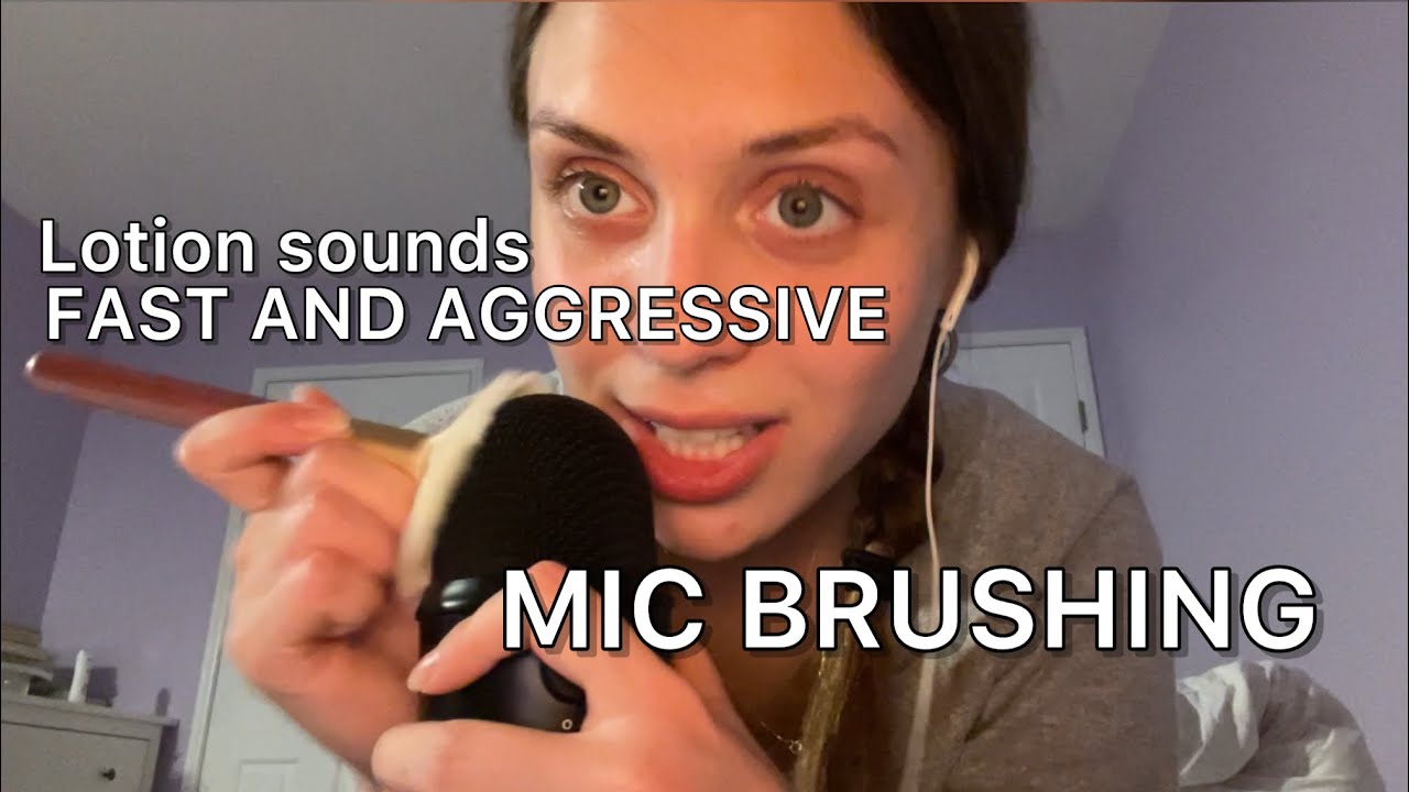 ASMR FAST AND AGGRESSIVE/ Microphone brushing, lotion sounds, hand ...
