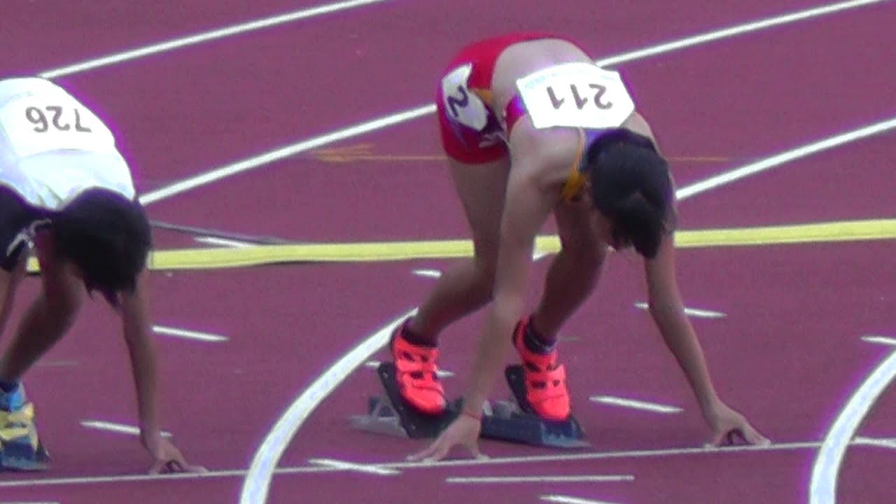 陸上 Women-B 100mH 準決勝SemiFinal-3 ジュニアオリンピック 2013.10.27 - YouTube