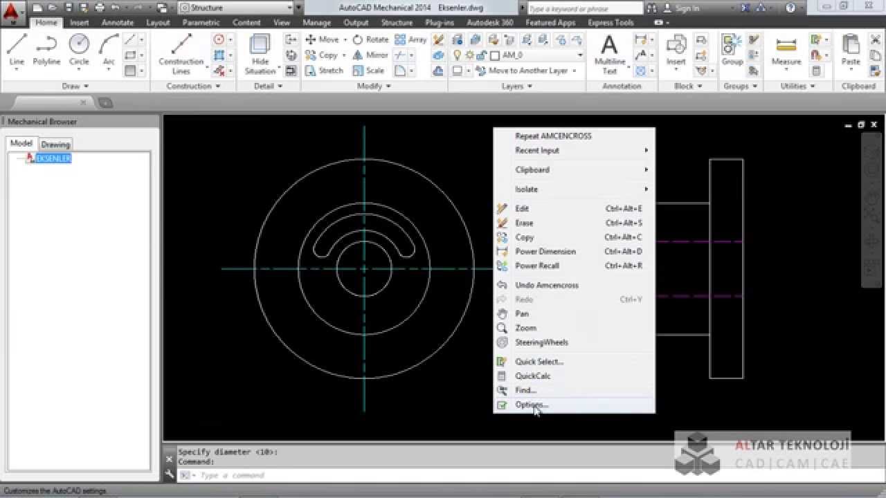 Altar - AutoCAD Mechanical - 10 - Eksenler - YouTube