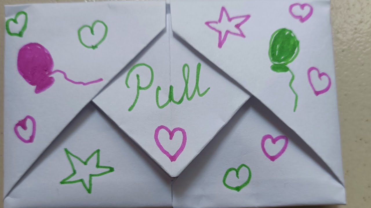 DIY- Surprise Message Card for Birthday | Pull tab Origami Envelope ...