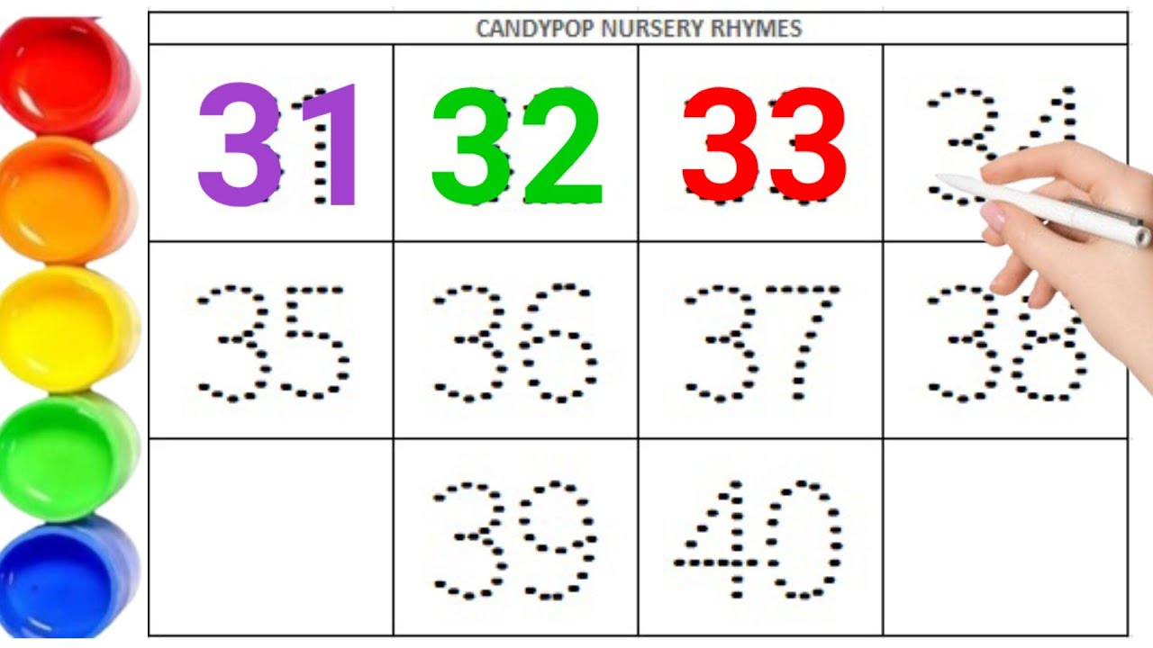 Numbers 31 To 40 Counting Learn l Thirty One To Forty Numbers Learning ...