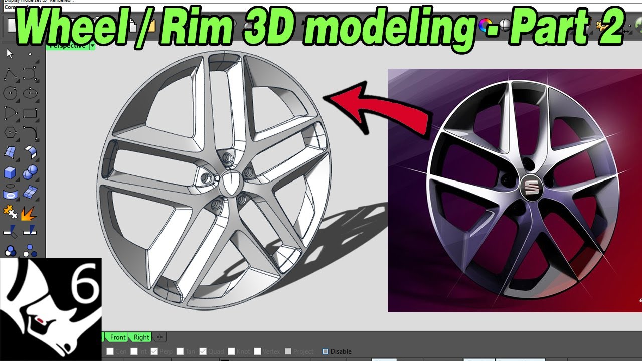 Rhino Tutorials - Car body modeling - Wheel / Rim 3D modeling - Part 2 ...